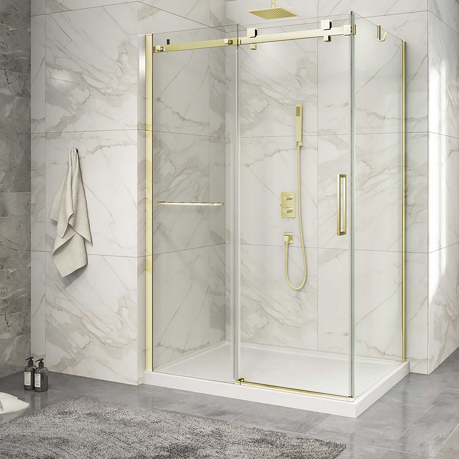 Shower Base 54 X 36 In A Corner Wall On The Left Side In Glossy White Shower Base 54 X 36 In A Corner Wall On The Left Side In Glossy White
